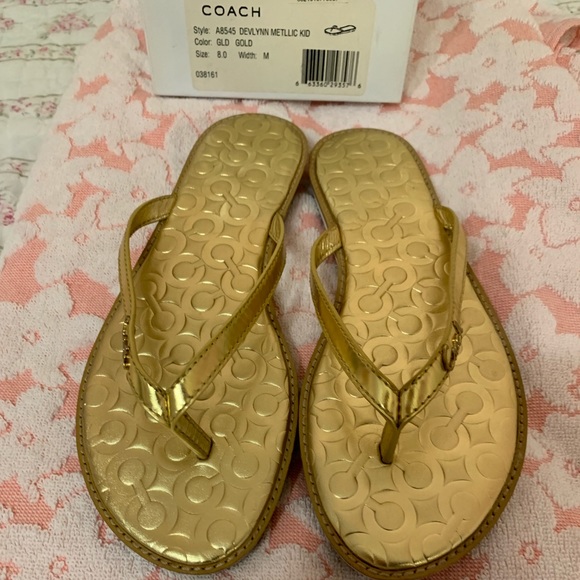 Coach | Shoes | Coach Gold Metallic Sandals | Poshmark